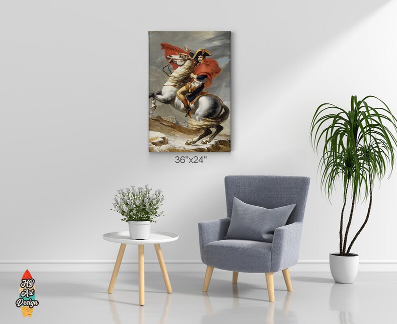 Napoleon Crossing the Alps, Jacques Louis David Canvas Wall Art Print ...