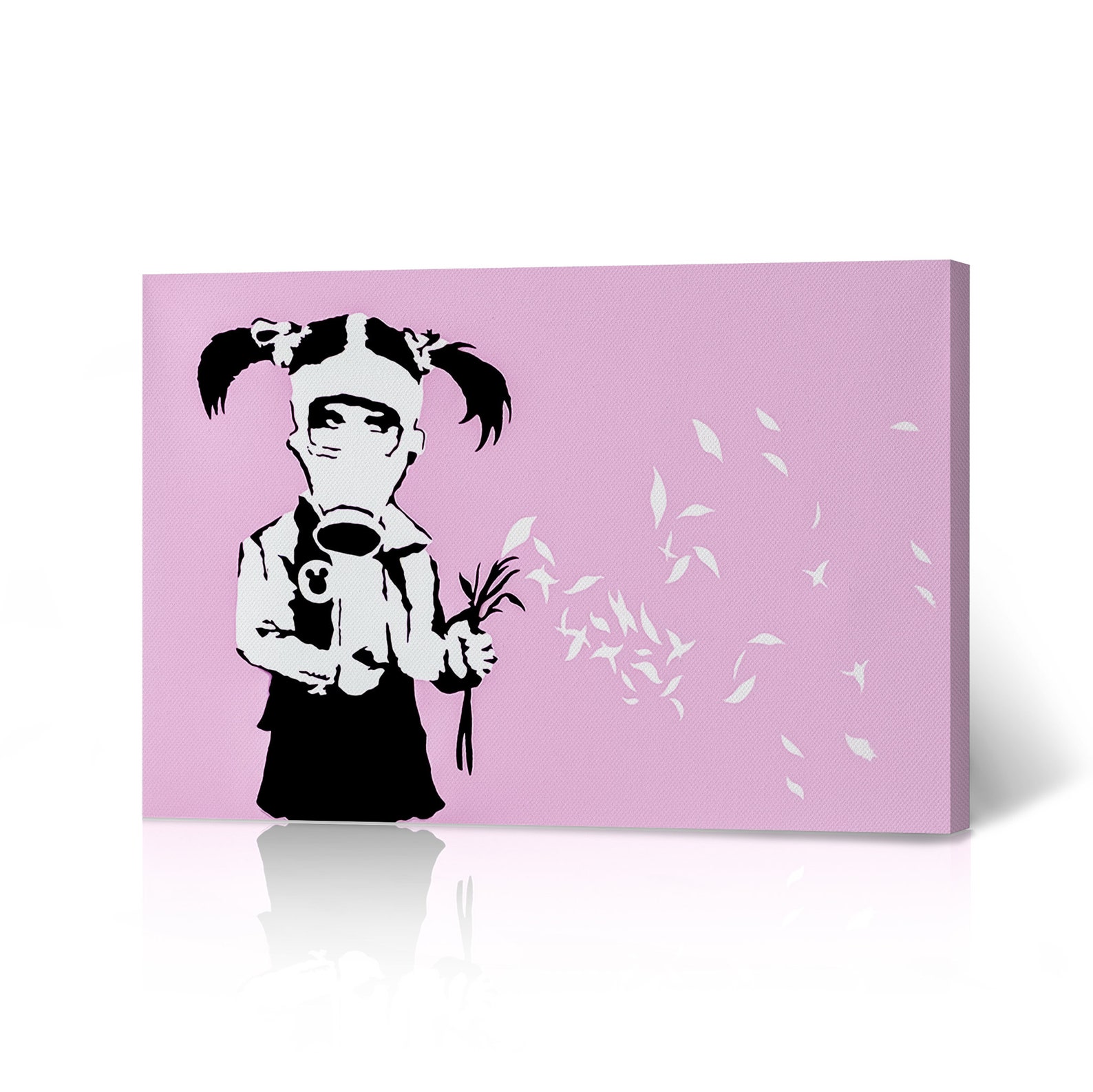 Gas Mask Girl Street Art Pink Painting Mural Graffiti Banksy Canvas ...