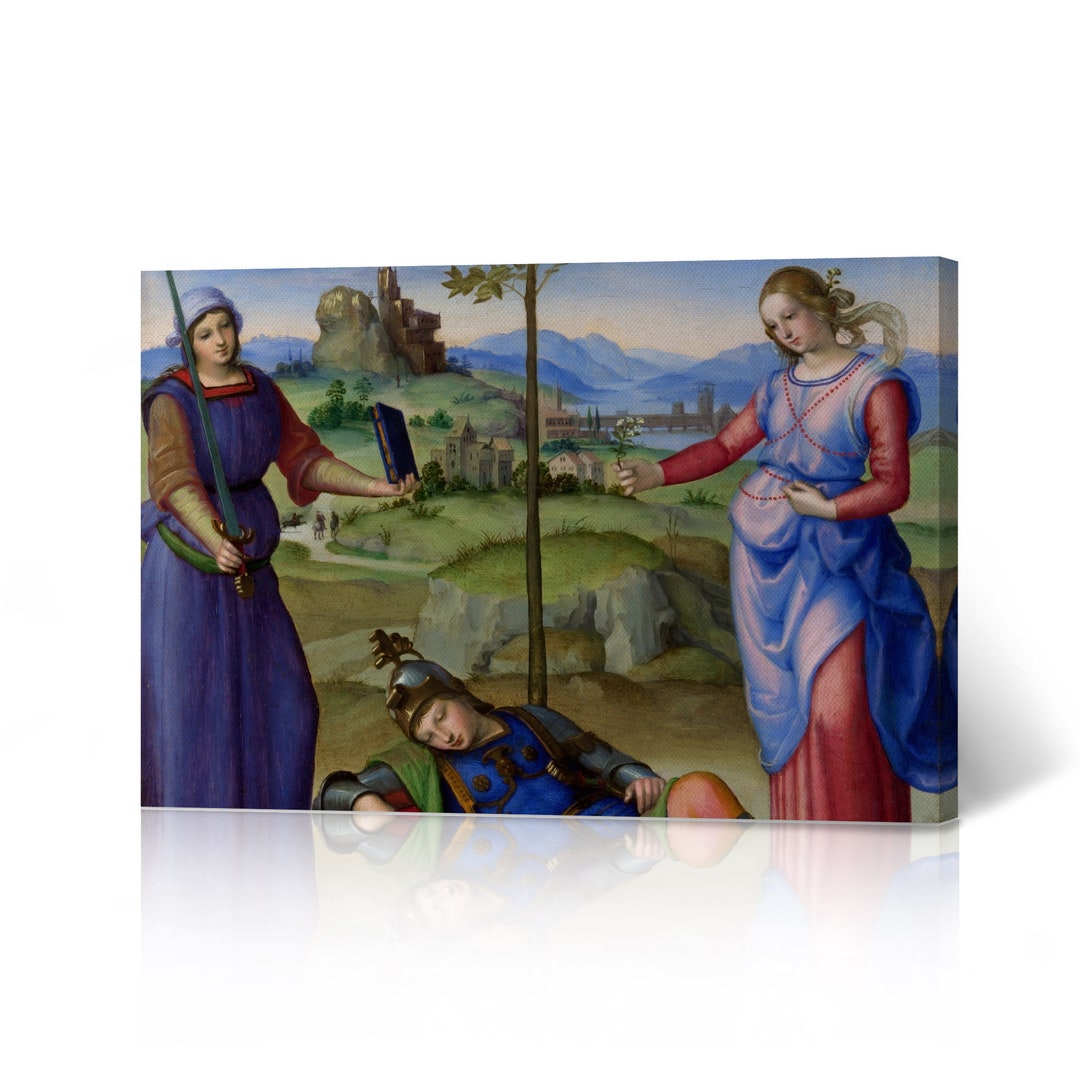 An Allegory 'vision of a Knight' by Raphael Art Canvas Wall Art Print ...