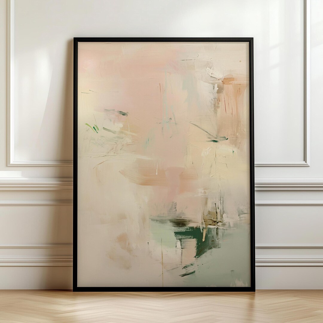 Neutral Pastel Abstract Print, Blush Pink Wall Art, Earthy Modern Soft ...