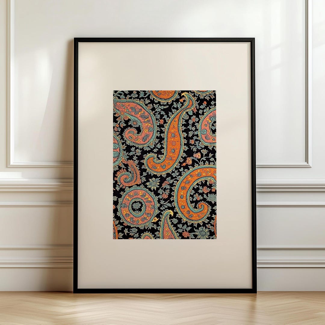 Textile Wall Art | Persian Brocade Style | Light Academia Print | Retro ...