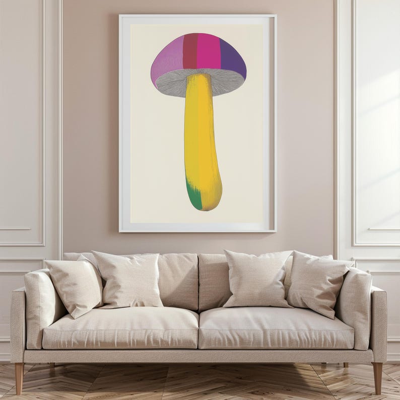 Printable Poster Print, Simple Mushroom Motif 6 Artwork, Mushroom Lover ...