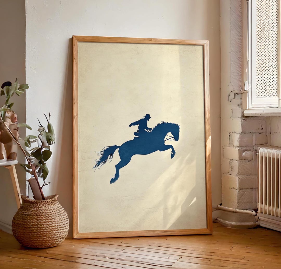 Minimalist Western Cowboy Print, Western Country House Decor, Horse ...
