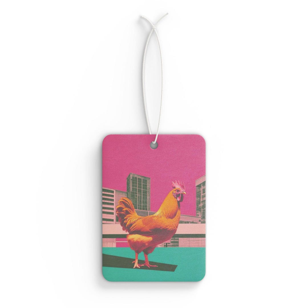 Rooster on a Roof Print Car Air Freshener Chicken Design Vehicle ...