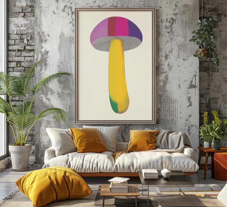Printable Poster Print, Simple Mushroom Motif 6 Artwork, Mushroom Lover ...