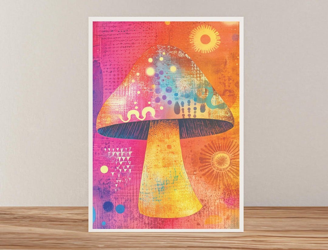 Printable Poster Print, Magic Mushroom Motif 1 Artwork, Mushroom Lover ...