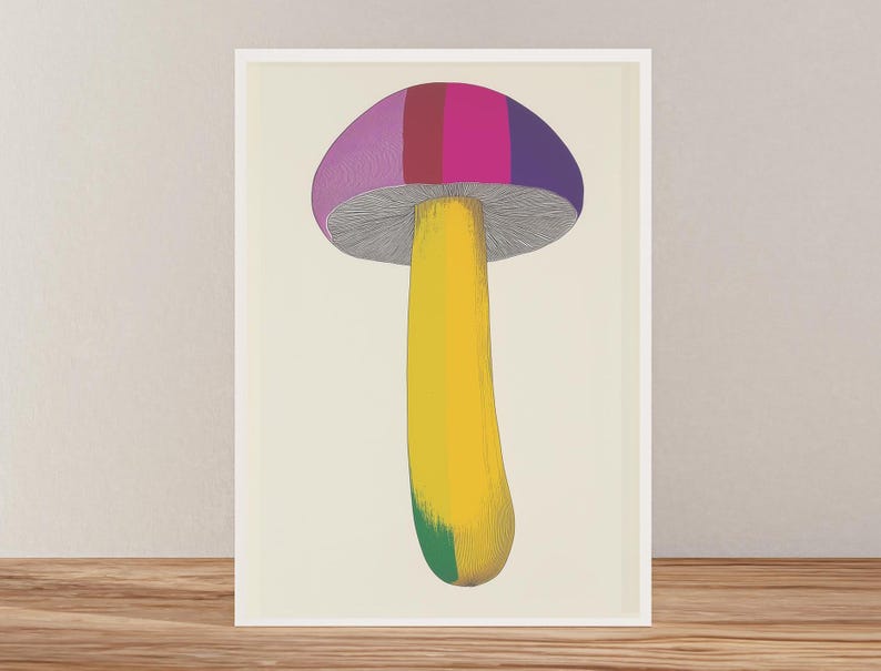 Printable Poster Print, Simple Mushroom Motif 6 Artwork, Mushroom Lover ...