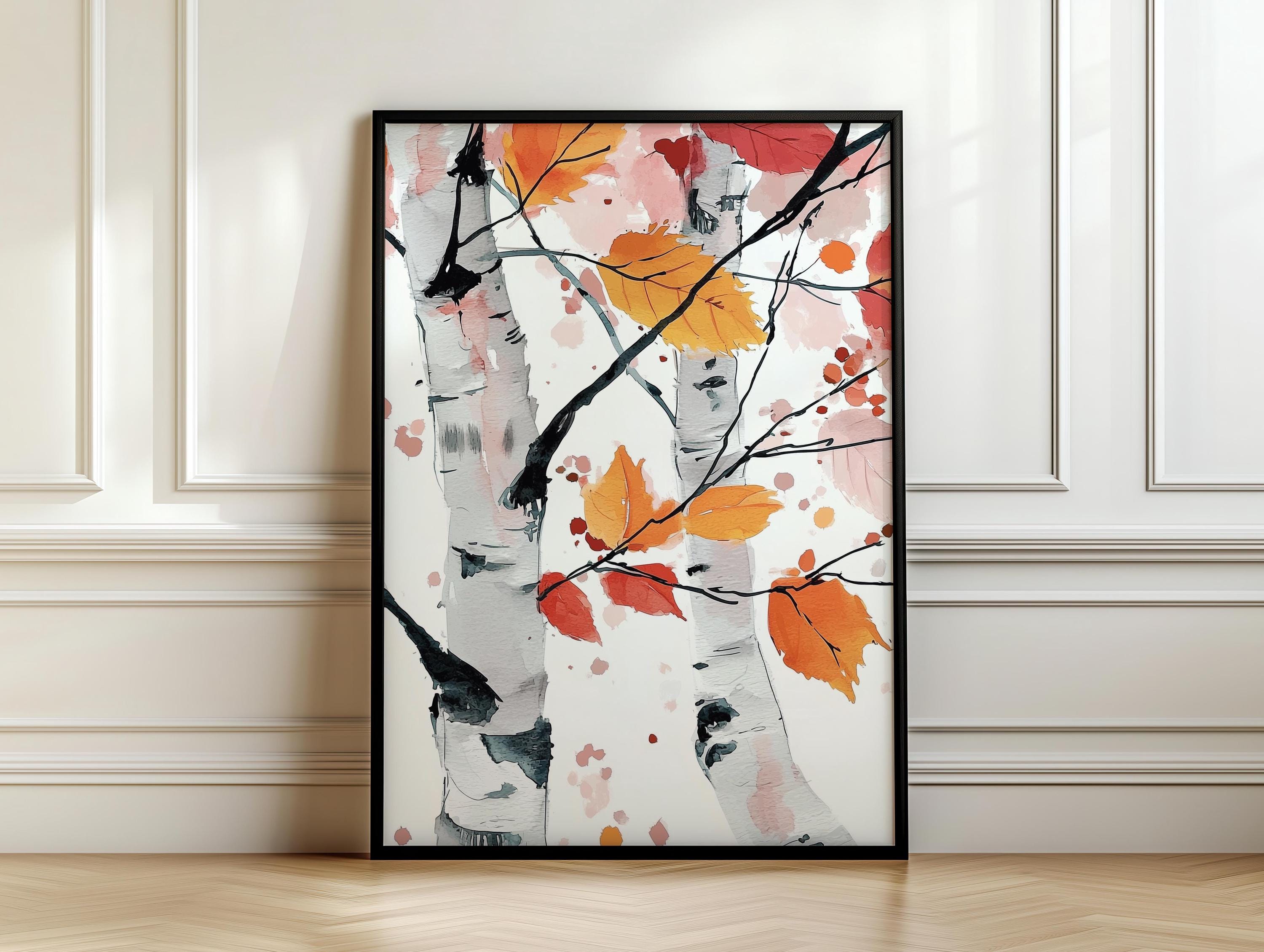 Birch Tree Painting | Nature Inspired Wall Art Print | Japandi Style ...