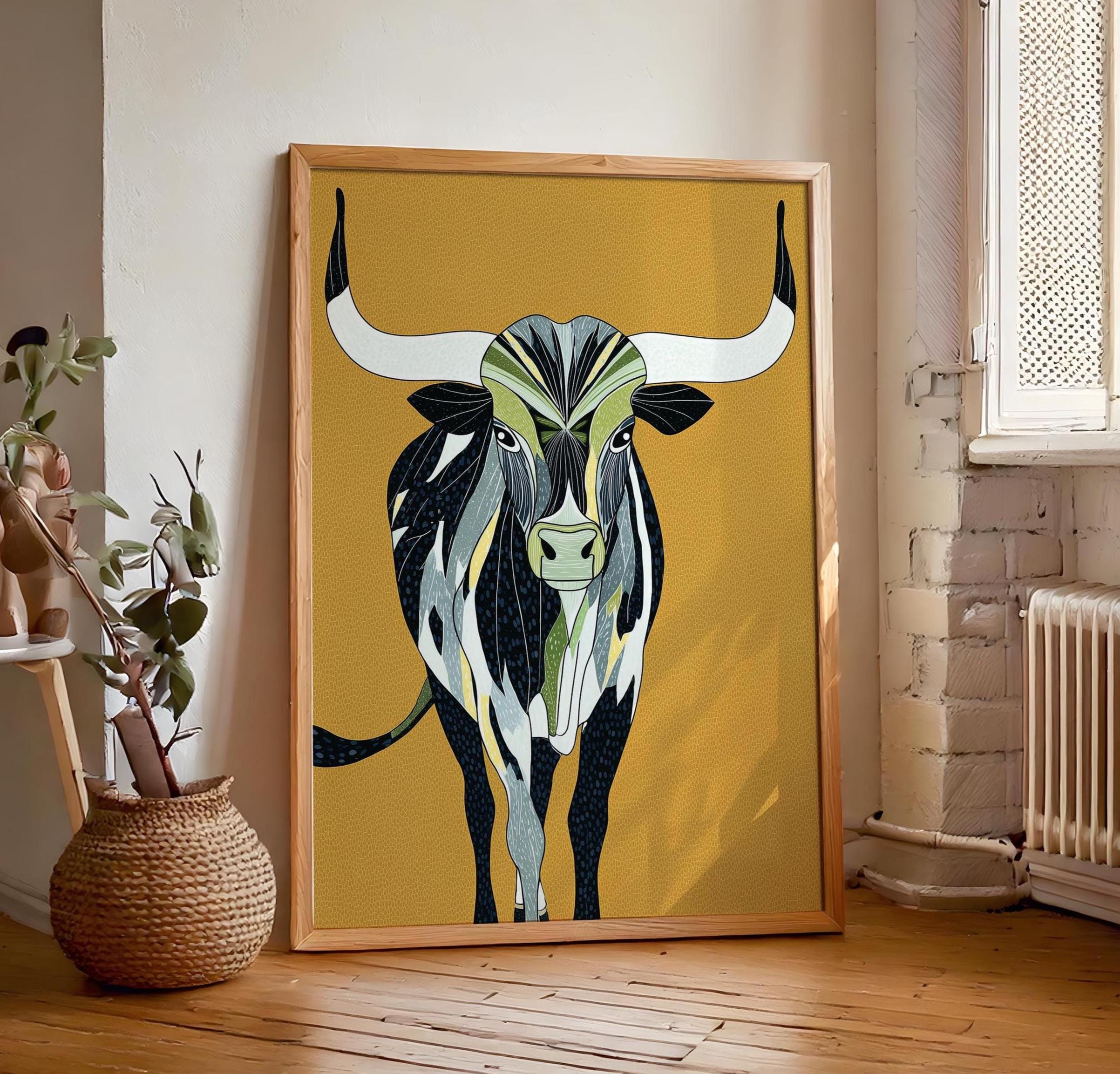 Longhorn Wall Art Print, Trendy Printable Wall Art, Texas Longhorn Cow ...