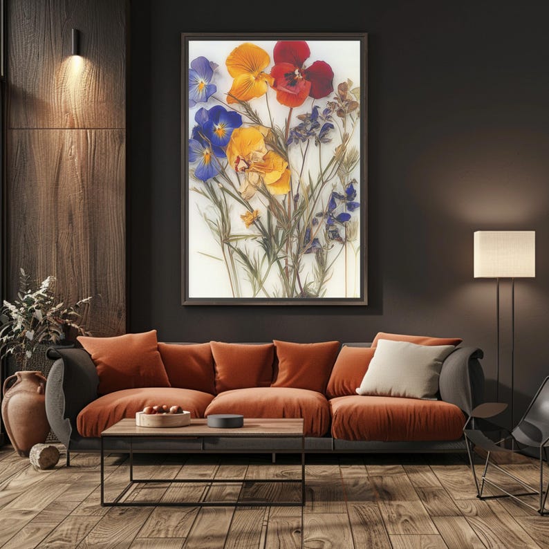 Dried Flower Bouquet Print, Printable Wildflower Botanical Artwork ...