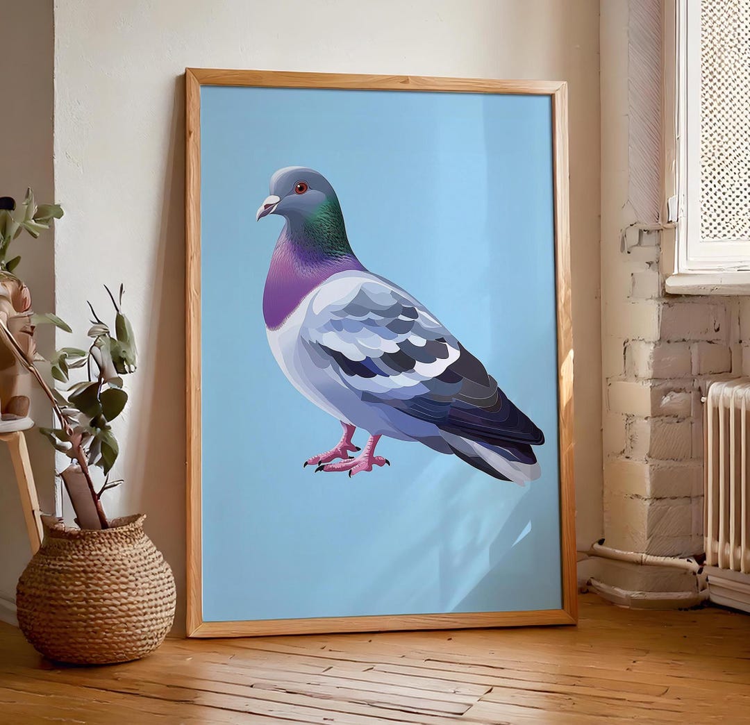 Pigeon Print Baby Blue Image, Printable Wall Art. Pigeon Lover Decor ...