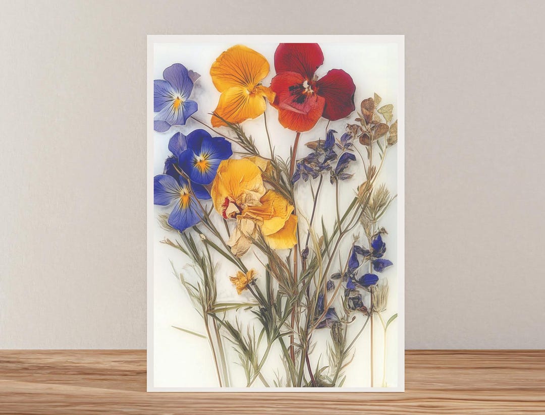 Dried Flower Bouquet Print, Printable Wildflower Botanical Artwork ...