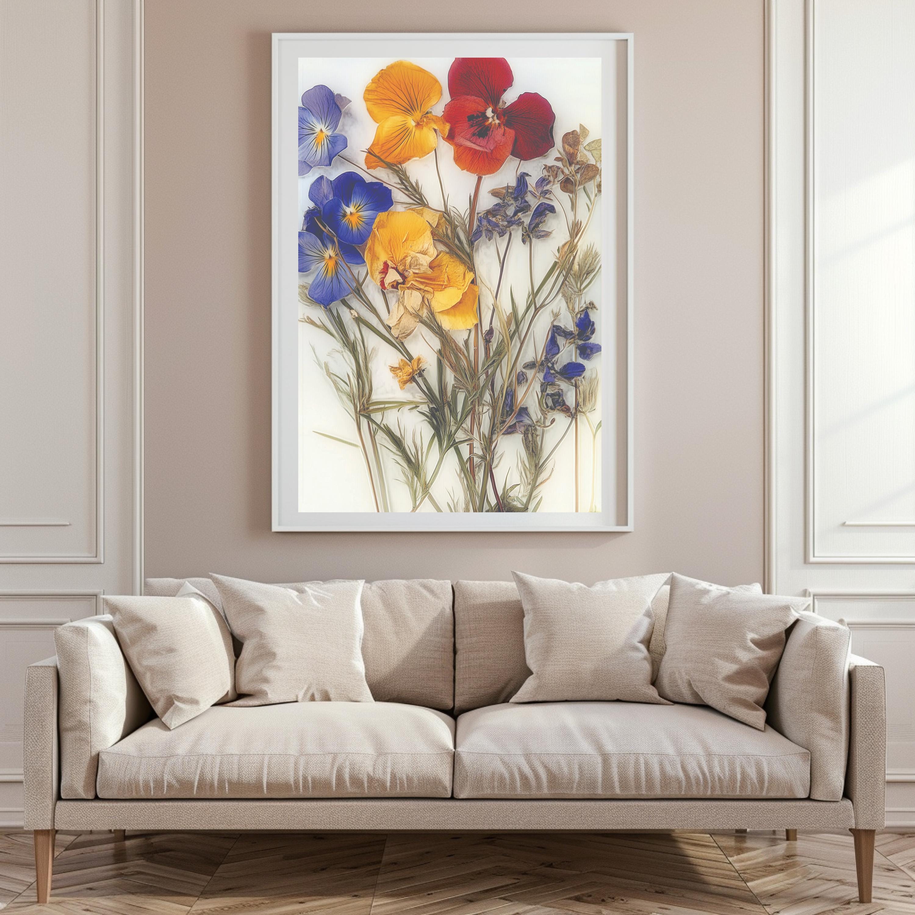 Dried Flower Bouquet Print, Printable Wildflower Botanical Artwork ...