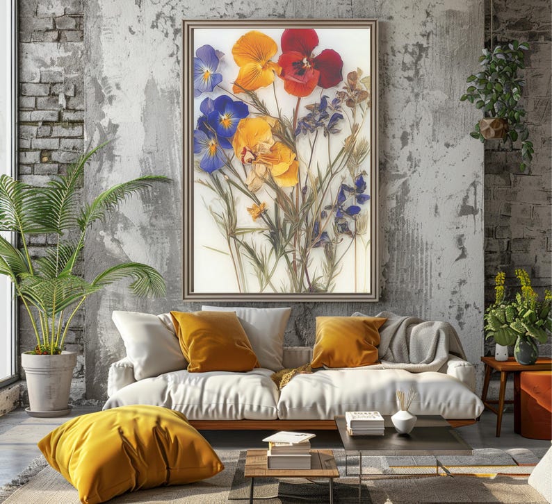 Dried Flower Bouquet Print, Printable Wildflower Botanical Artwork ...