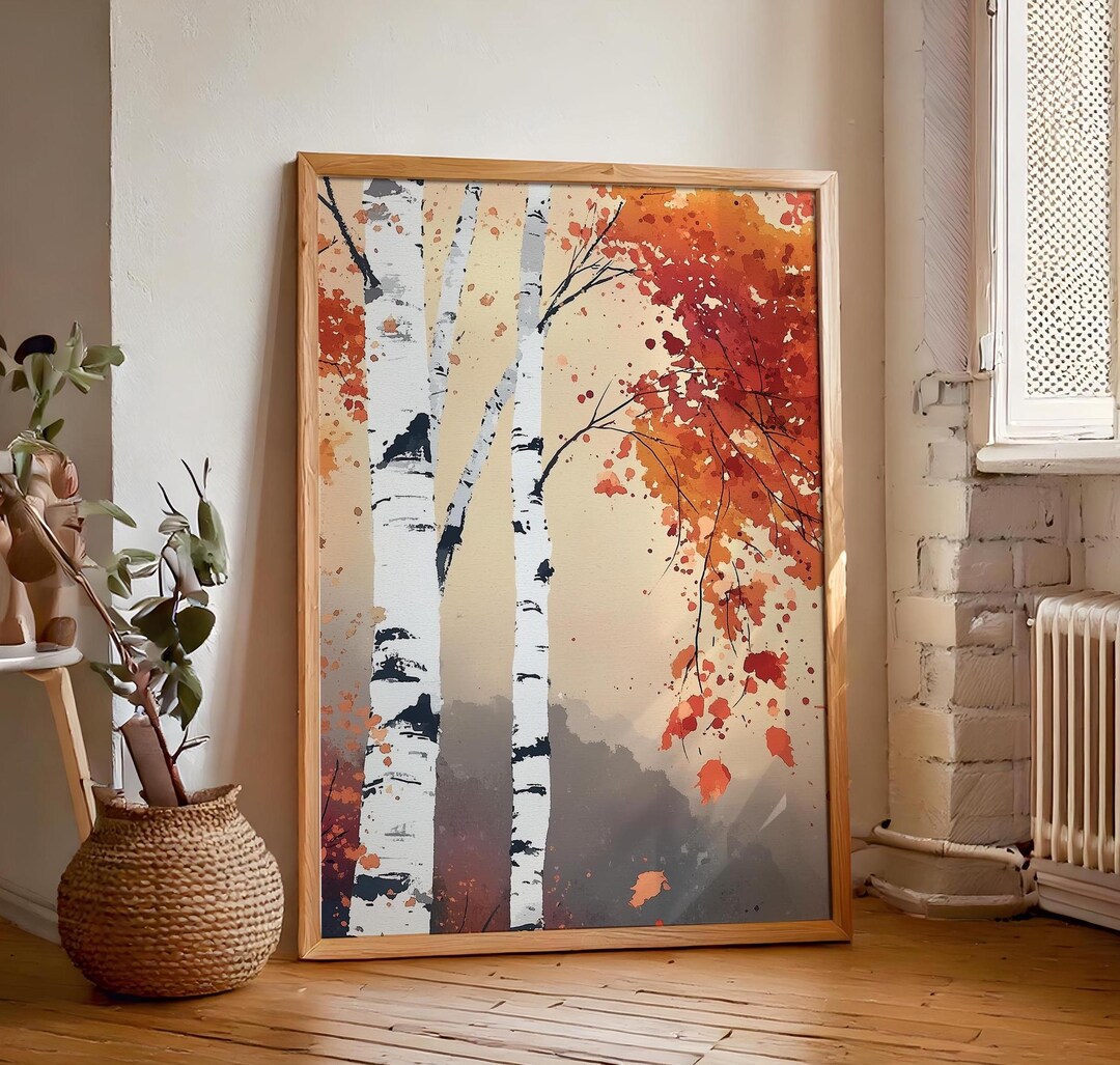 Birch Tree Painting | Nature Inspired Wall Art Print | Japandi Style ...