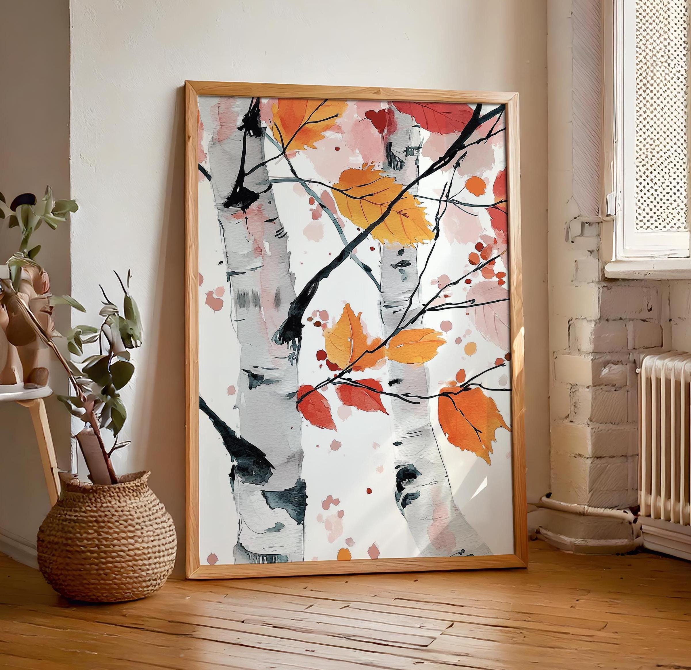 Birch Tree Painting | Nature Inspired Wall Art Print | Japandi Style ...