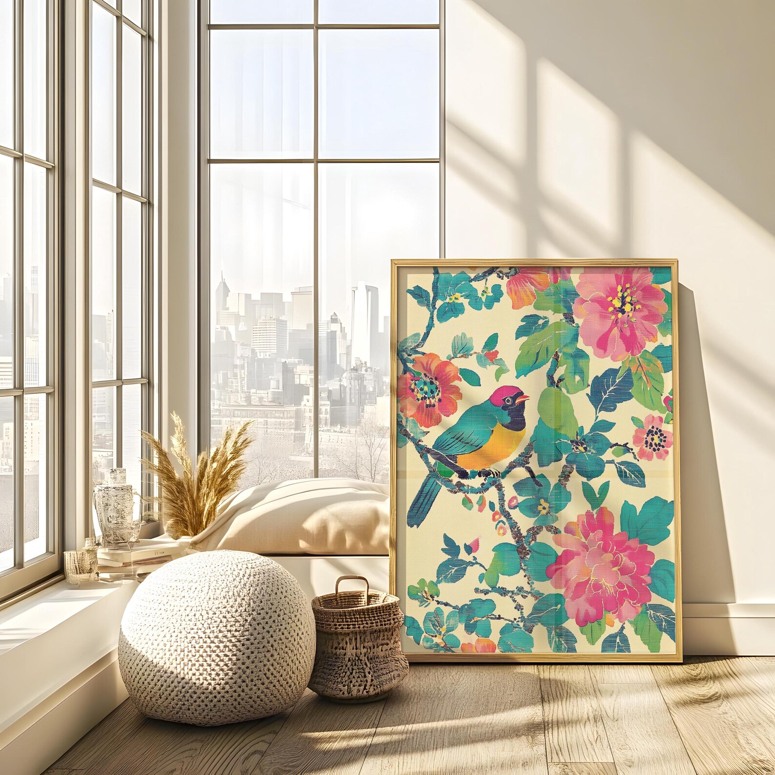 Textile Wall Art | Neutral Chinese Painted Silk | Light Academia ...