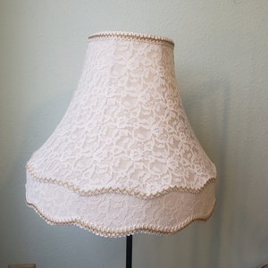 14" Scalloped Lace Lampshade, Silk Lampshade, Lace Lampshade, Victorian ...