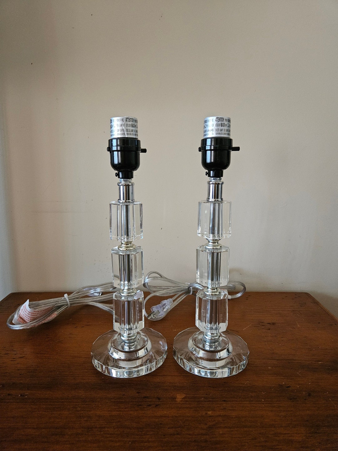 Pair of Vintage Cut Glass Table Lamps, Pretty Lamps, Vintage Crystal ...