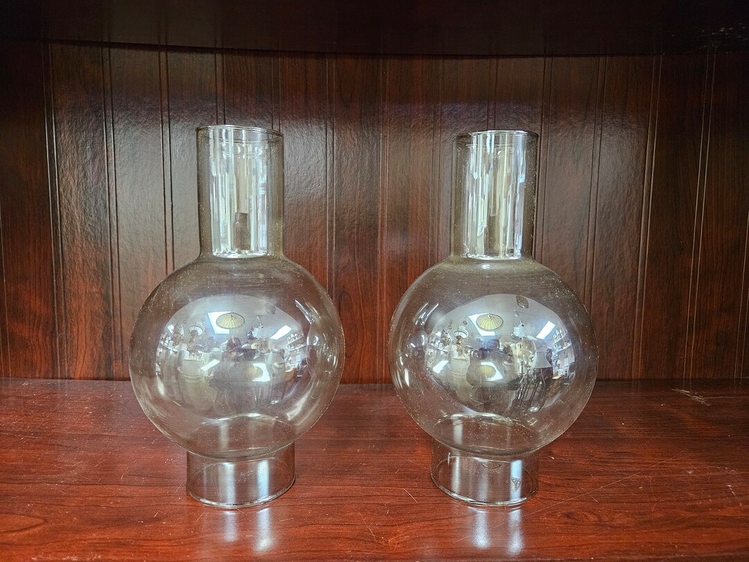 2 Vintage Smoked Glass Chimneys, Vintage Glass Chimney for Chandeliers ...