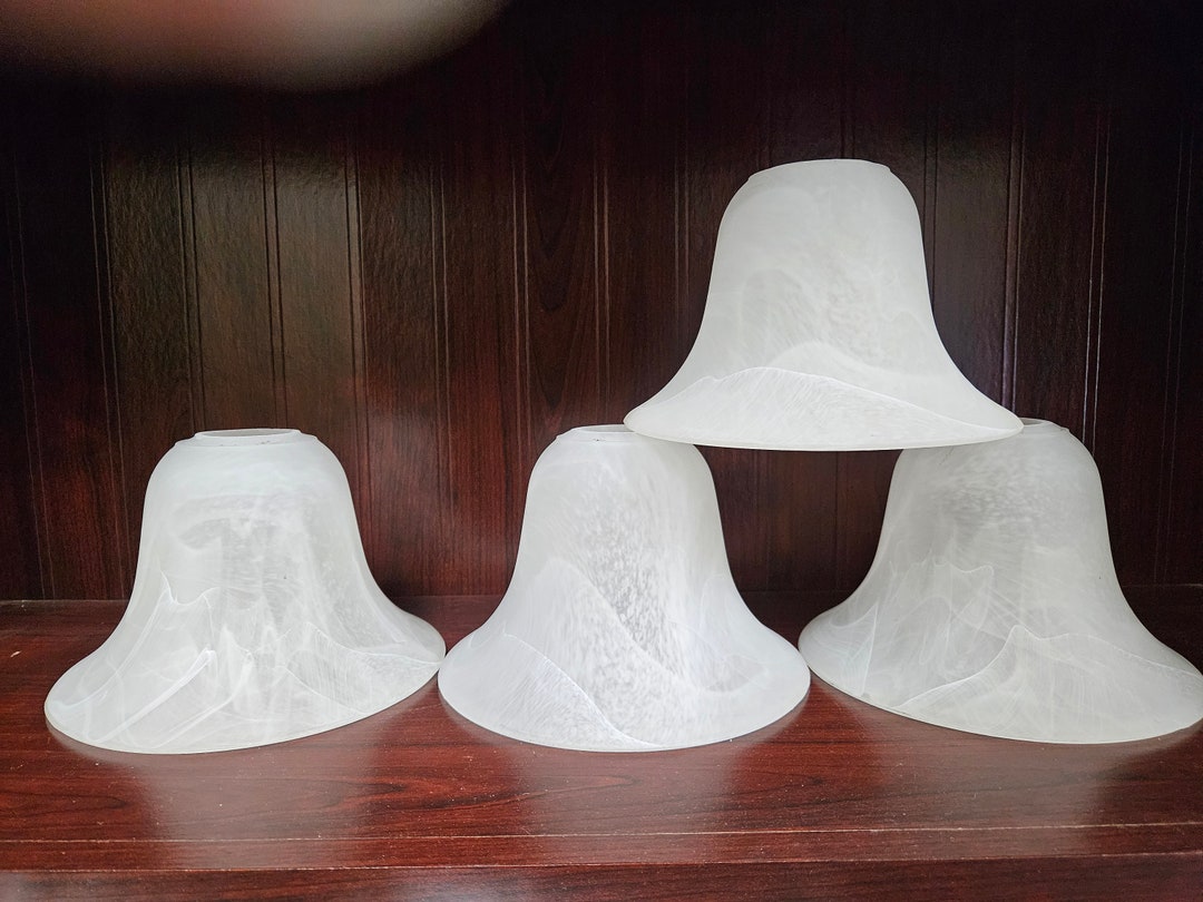 Vintage Neckless Marbleized Glass Sconce Shades, Set of 4 - Etsy