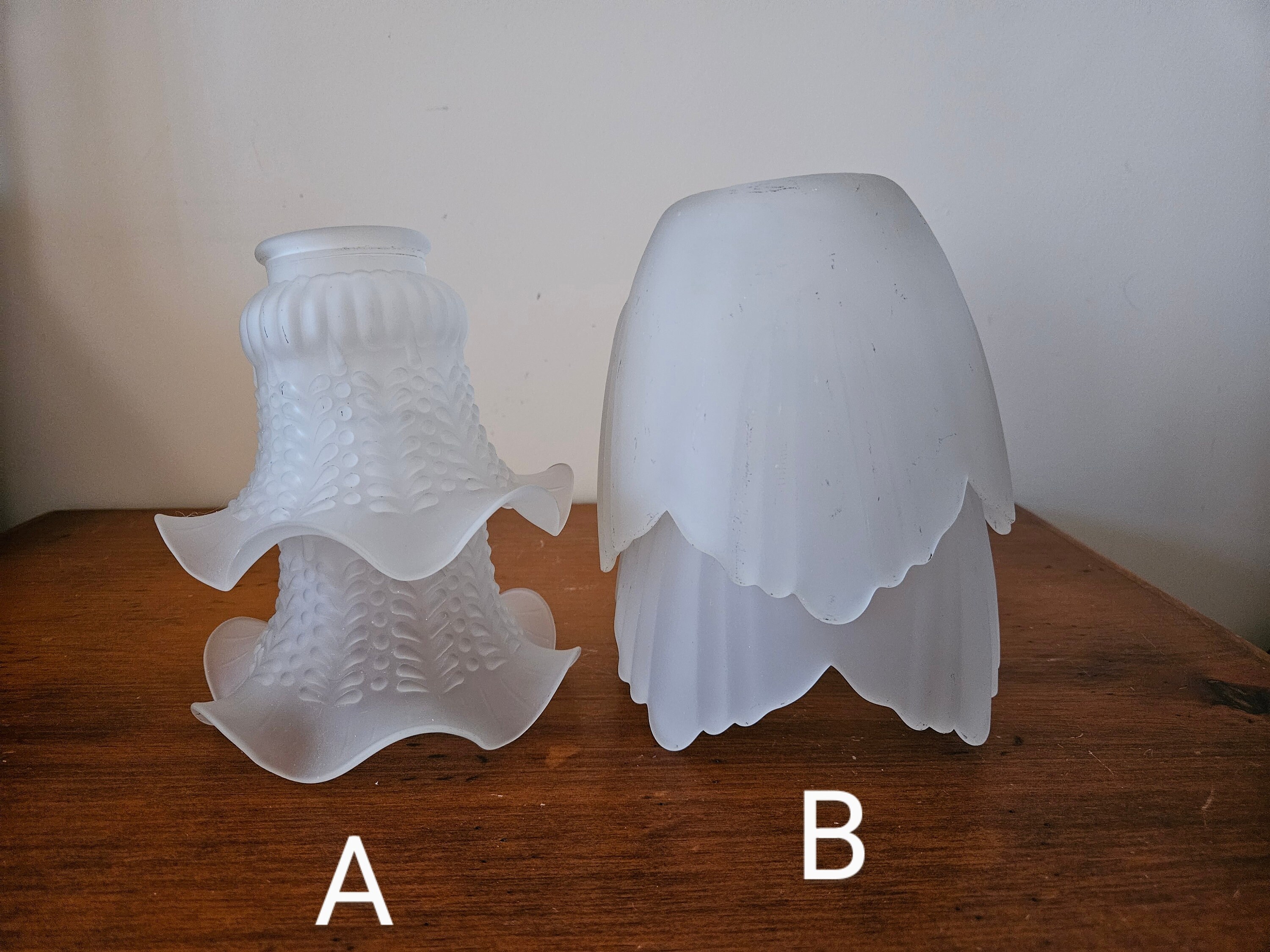 Vintage Frosted Glass Shades, Replacement Glass Shades, Vintage Lamp ...