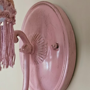 Vintage Pink Wall Sconce With Custom Lampshade Funky Wall Sconce Pink ...