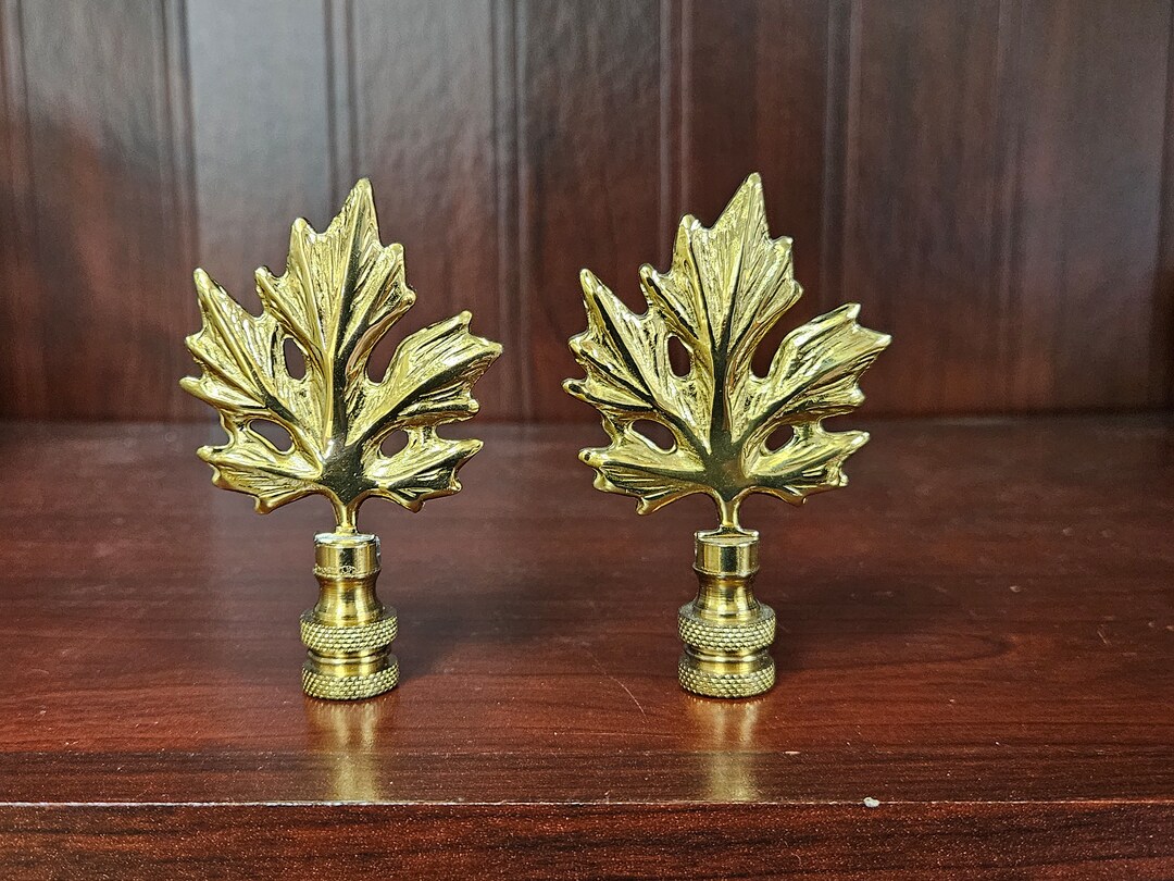 Maple Leaf Finials, Pair of Polished Brass Maple Leaf Finials ...