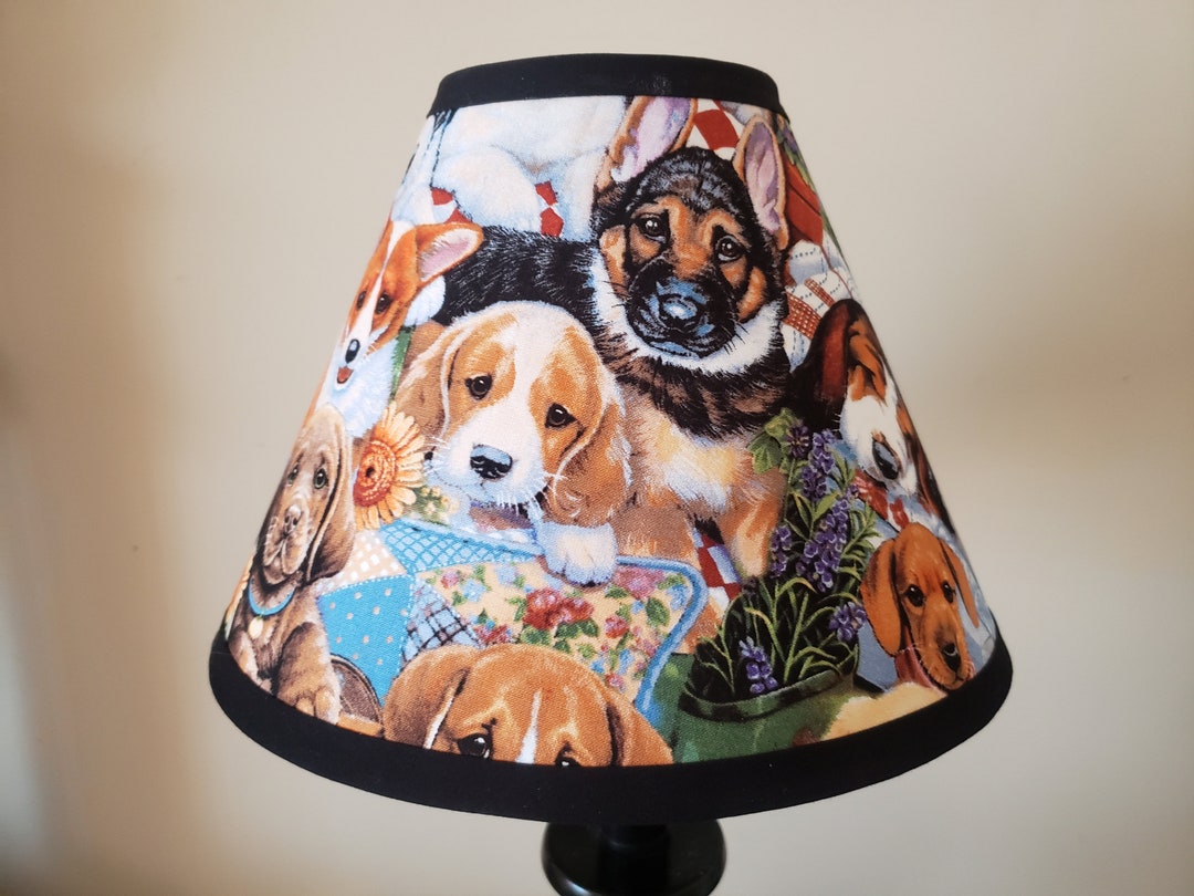Dog Lampshade: Handmade Puppy Print Shade (4x10x7 1/2) - Etsy