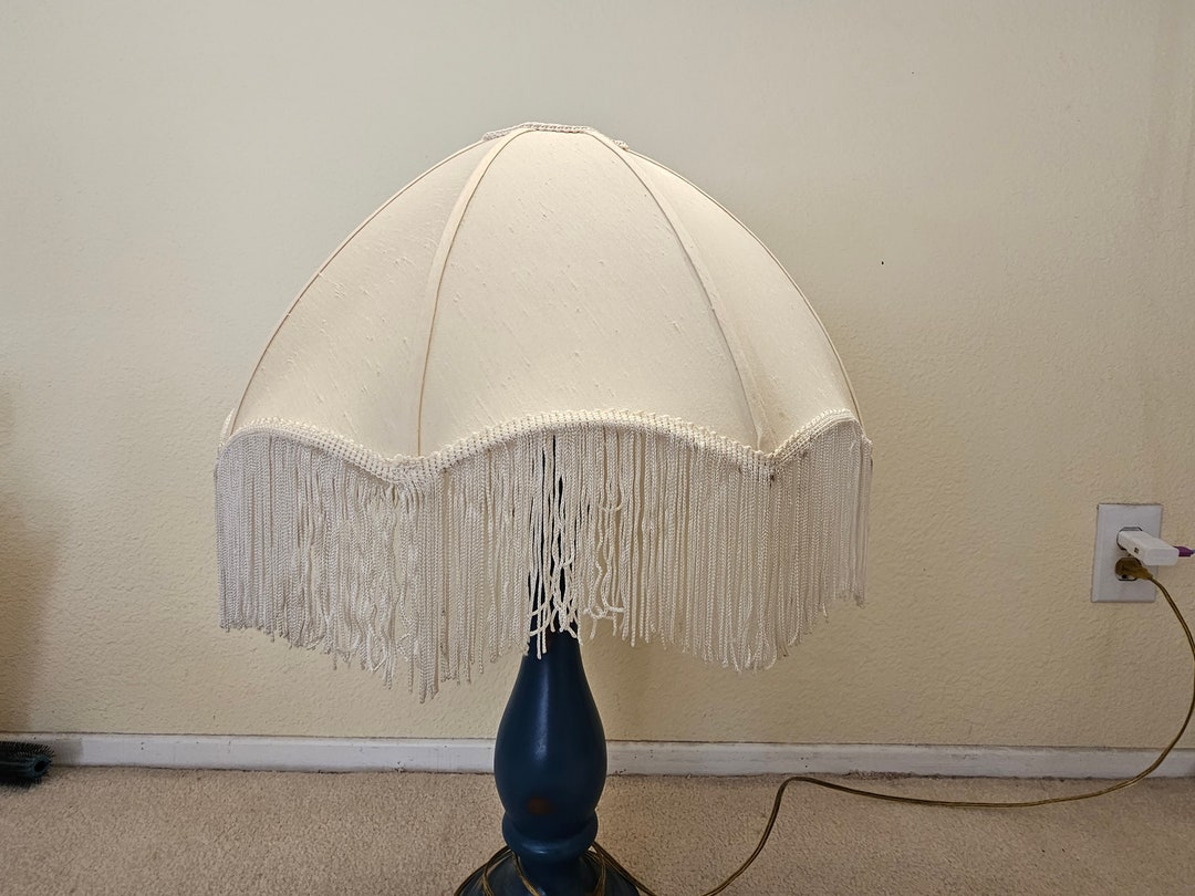 Vintage Ivory Dome Lampshade With Fringe - Etsy