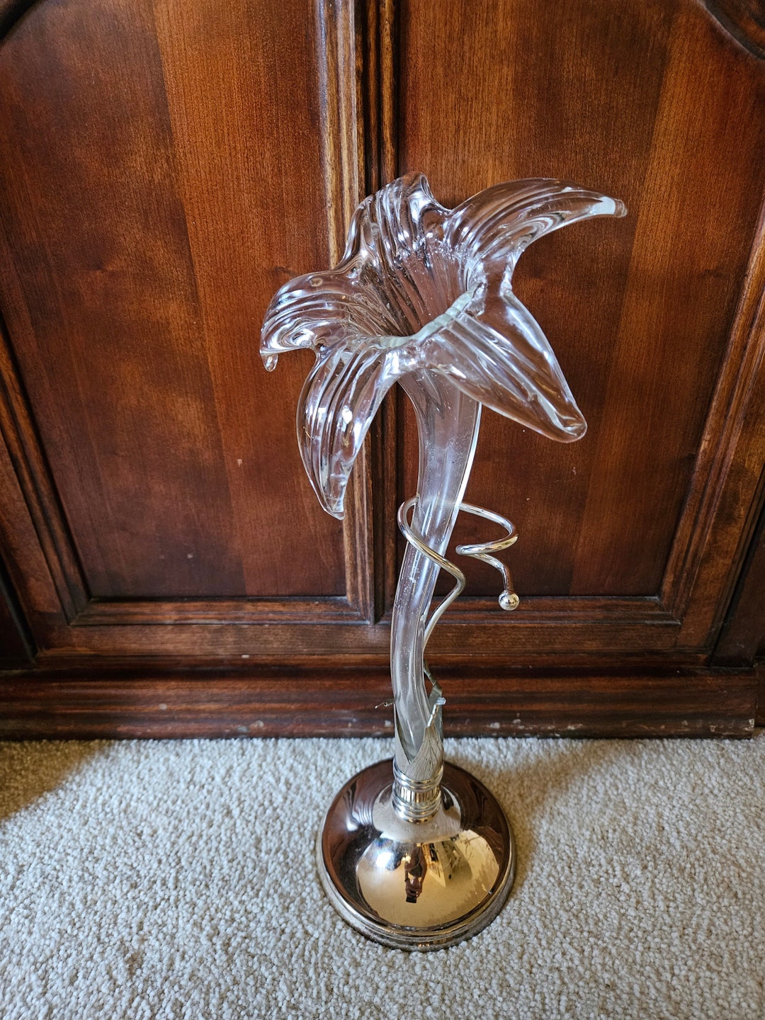 Oneida Blown Glass Vase, Silver Plated Art Nouveau Glass Vase, Flower ...