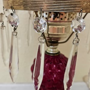 Vintage Red Hurricane Lamp With Crystals, Red Gone With the Wind Lamp ...