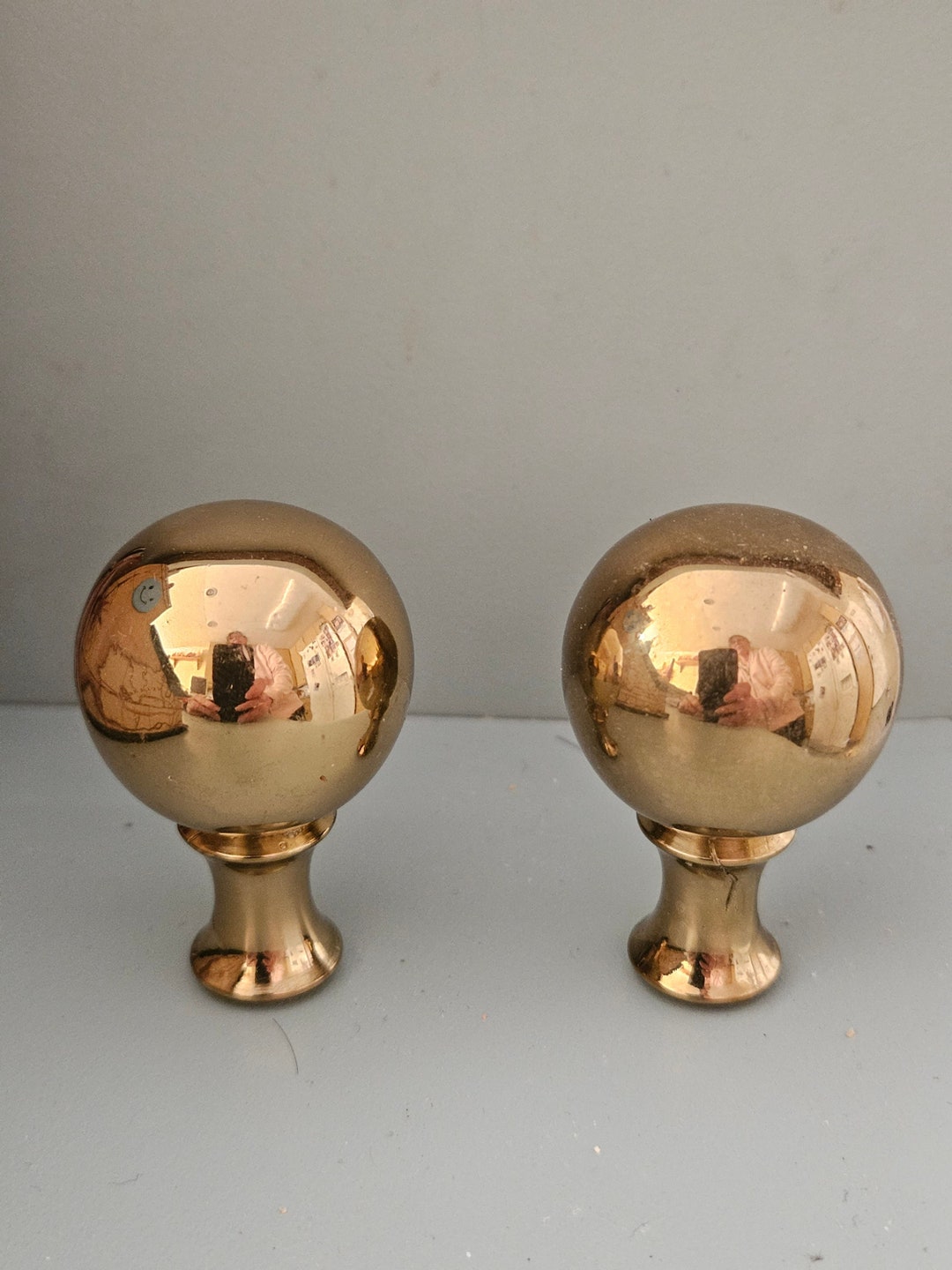 2 Solid Brass Finials, Polished Brass Finials, Lamp Toppers, Lampshade ...