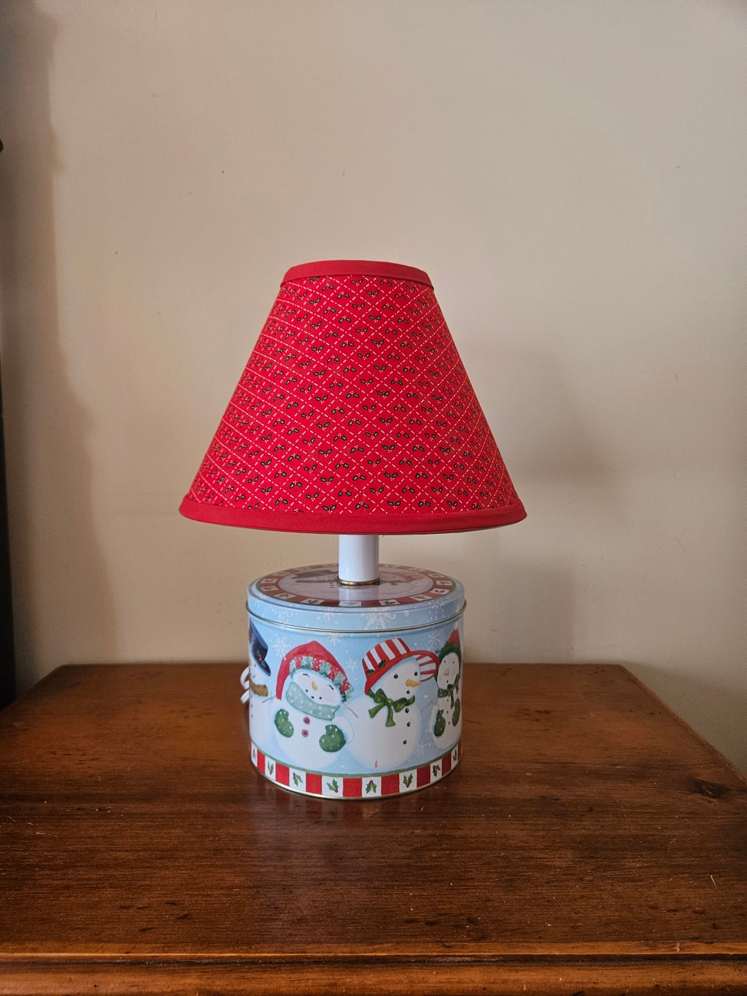 Christmas Tin Can Lamp, Upcycled Tin Can Lamp Small Xmas Tin Can Lamp ...