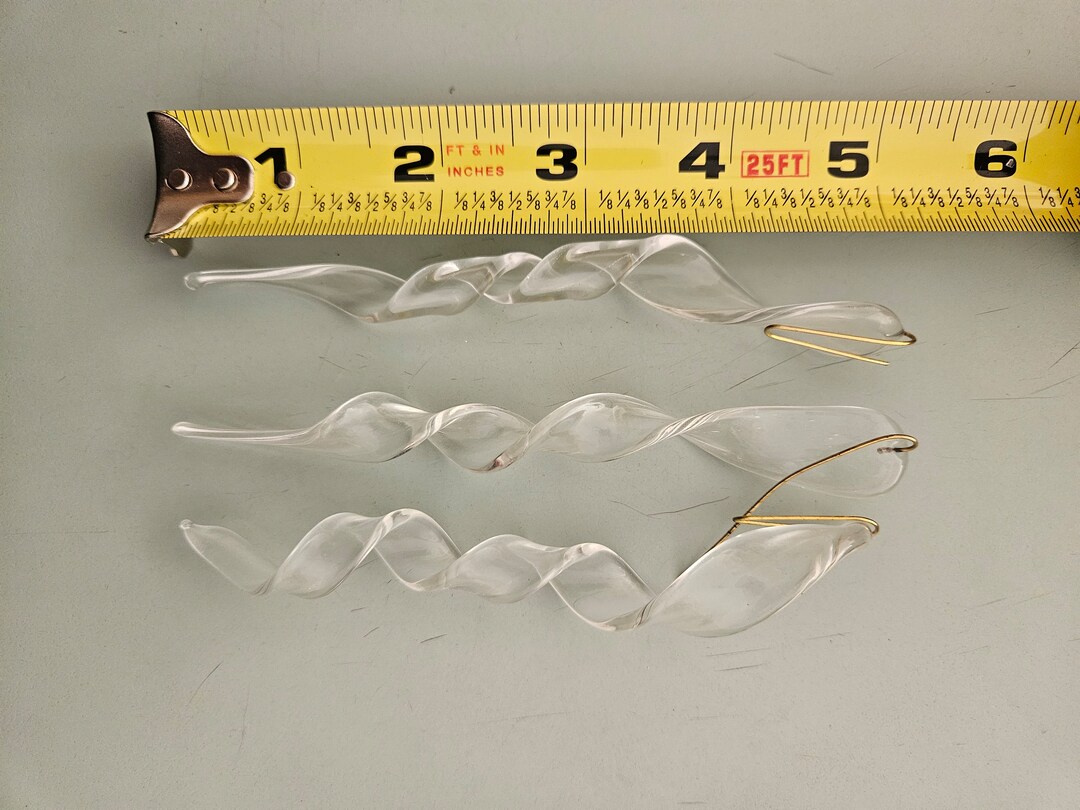 3 Hand Twisted Glass Prisms, Replacement Crystal Lamp Parts, Vintage ...