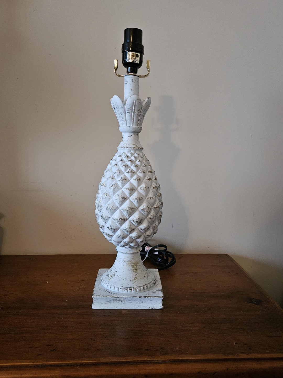 Vintage Pineapple Lamp, White Shabby Chic Lamp, White Table Lamp, Tall ...