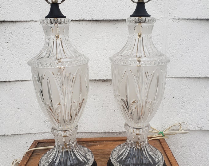 2 Vintage Crystal Lamps, Refurbished Crystal Lamps, Cut Crystal Lamps ...