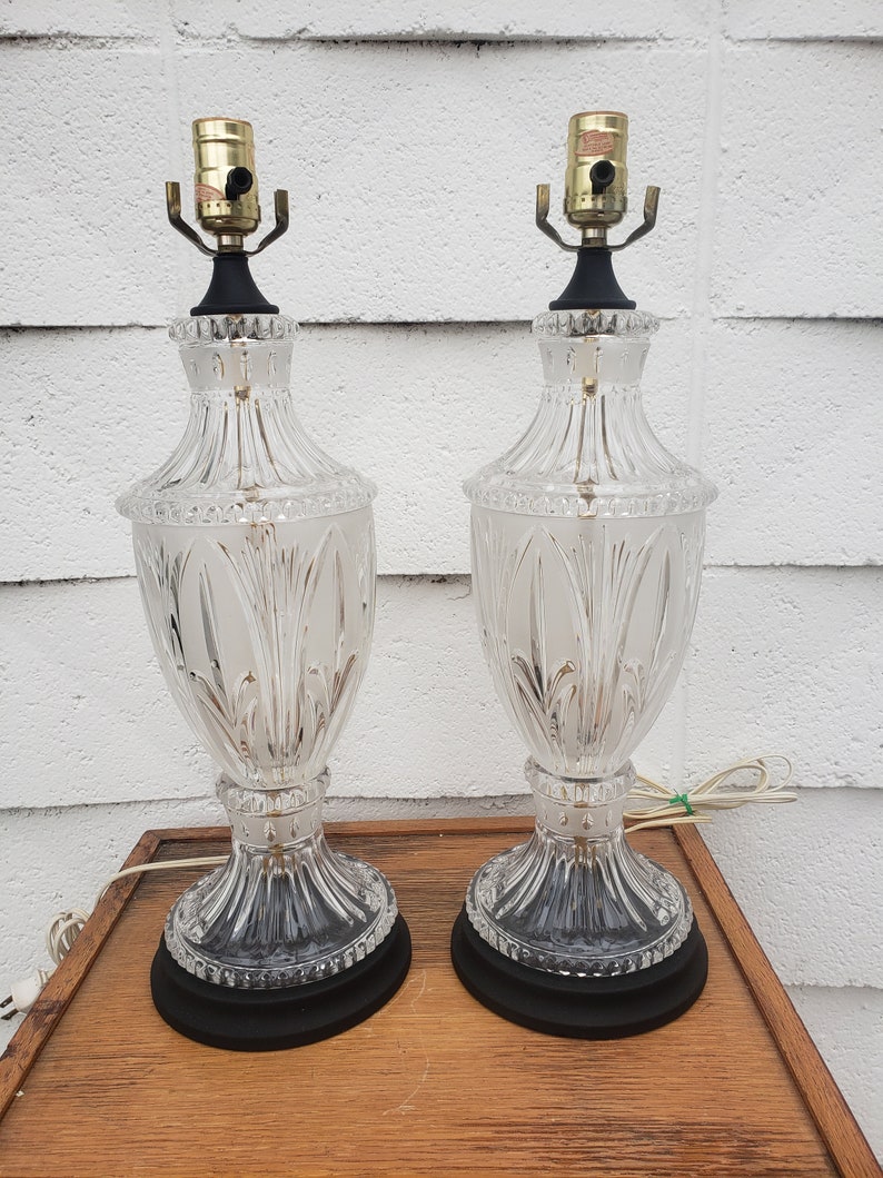 2 Vintage Crystal Lamps Refurbished Crystal Lamps Cut - Etsy