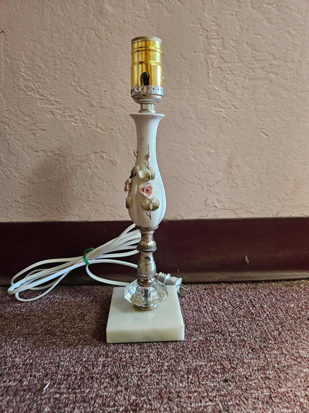 Vintage Porcelain Accent Lamp With Roses, Vintage Lamps, Antique Lamps ...