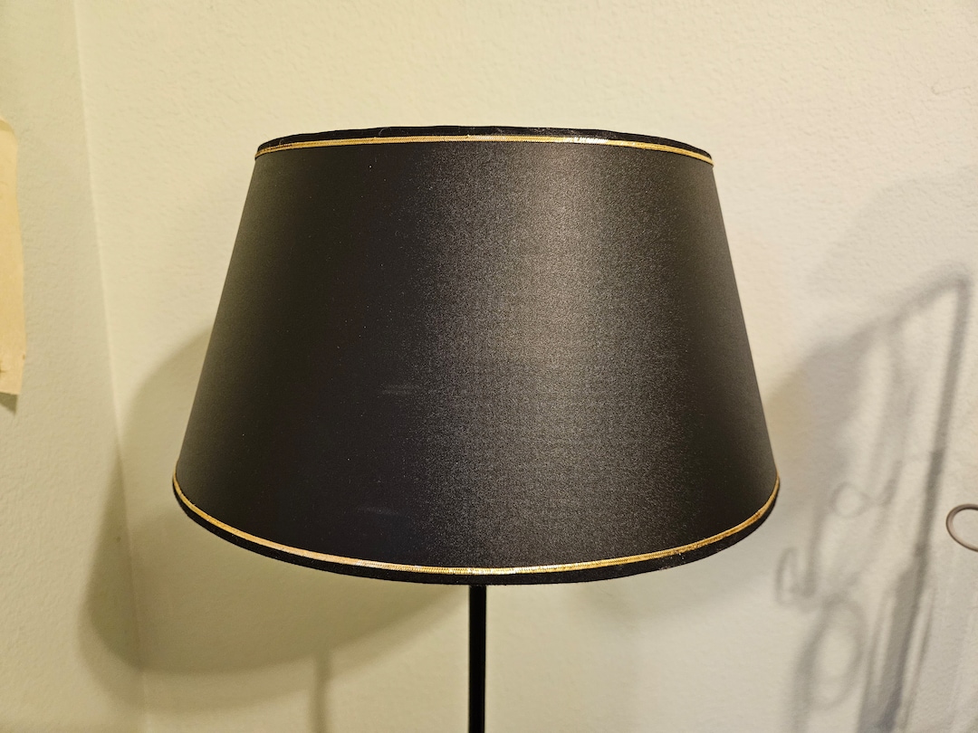 Black Parchment Shade With Gold Lining, Vintage Black Lampshade ...