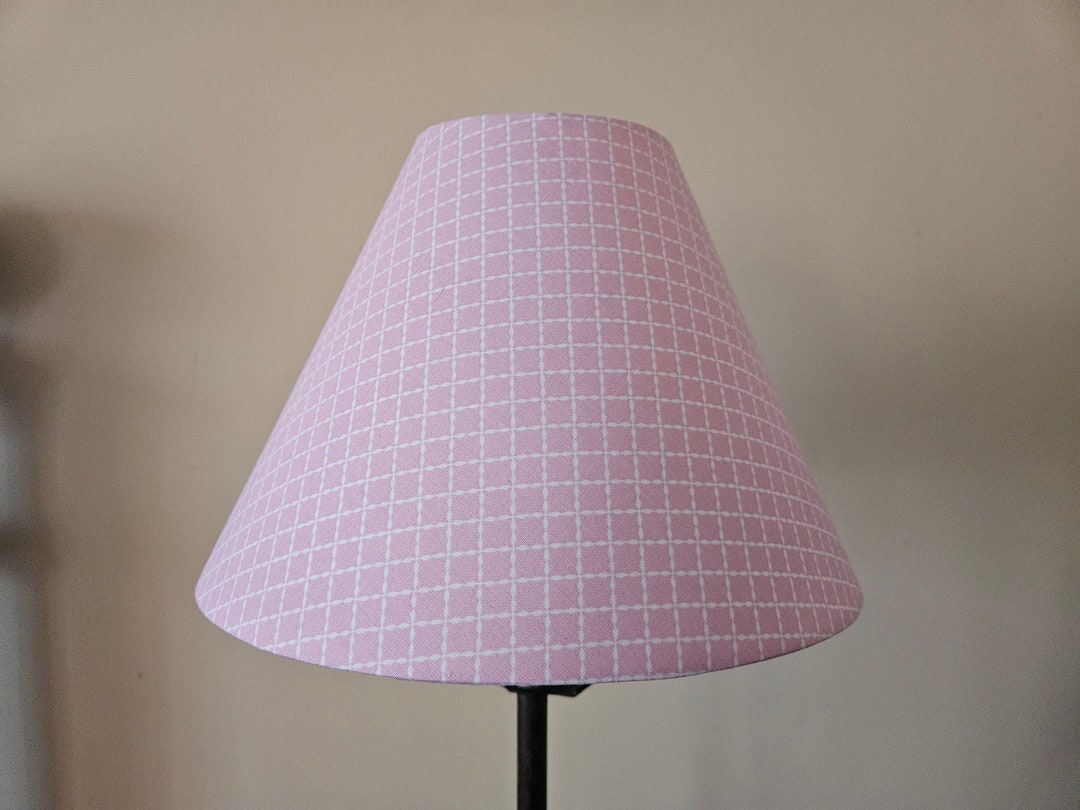 Pink Checkered Clip on Lampshade, Pink White Lampshade, Handmade ...