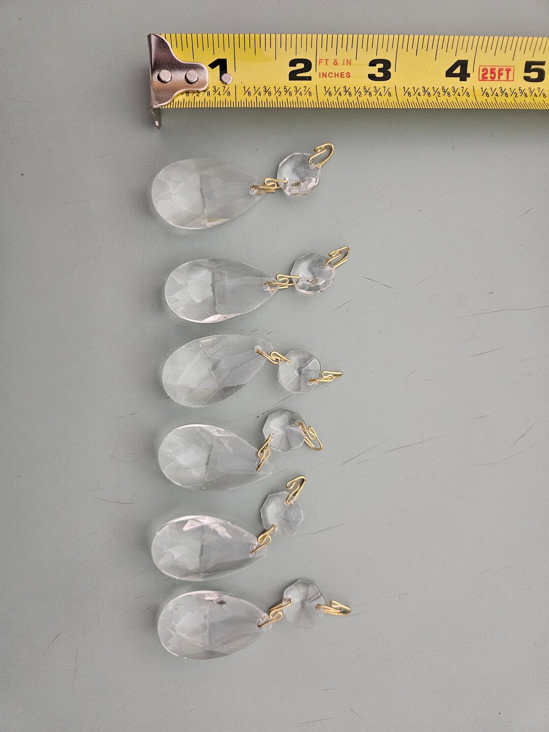 6 Diamond Cut 1.5 Crystal Teardrops, Replacement Crystal Lamp Parts ...