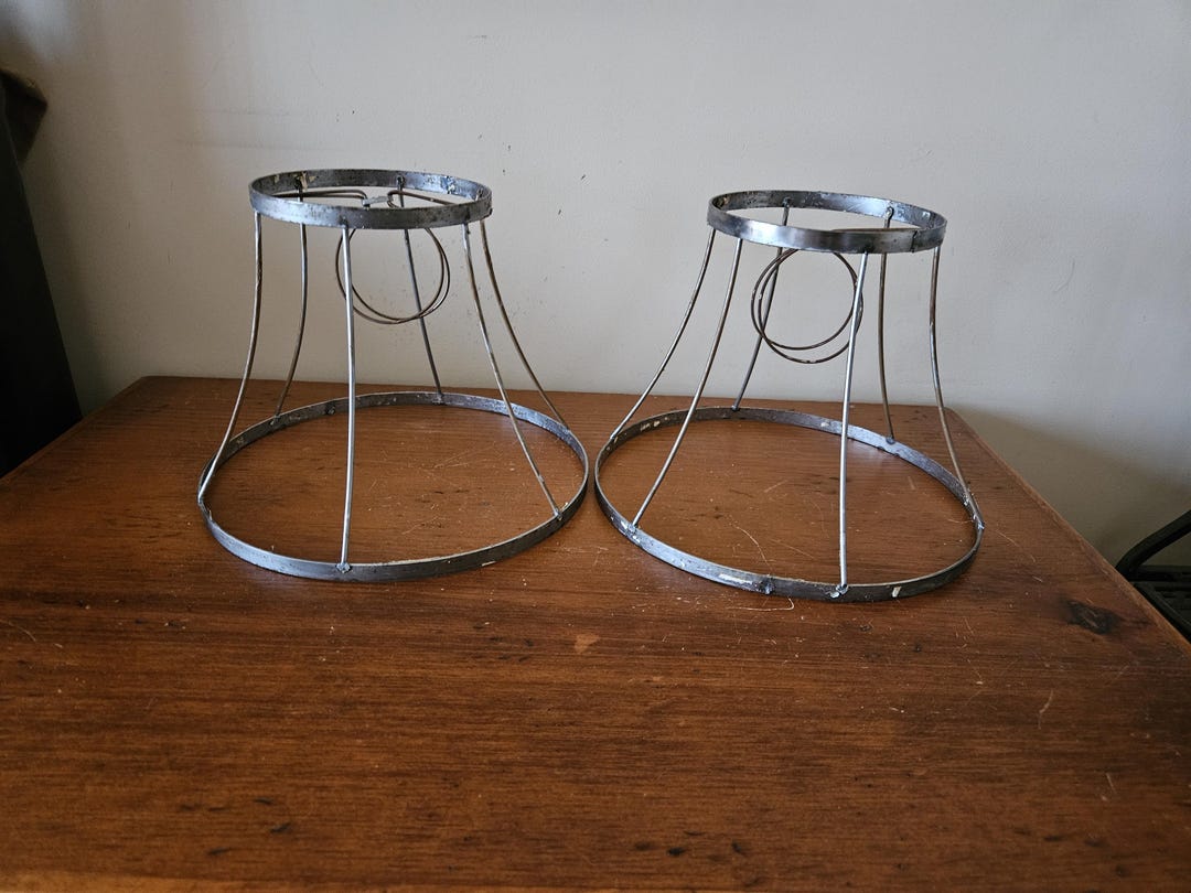2 Vintage Lampshade Frames, Small Metal Lampshade Frames, Clip on Silk ...