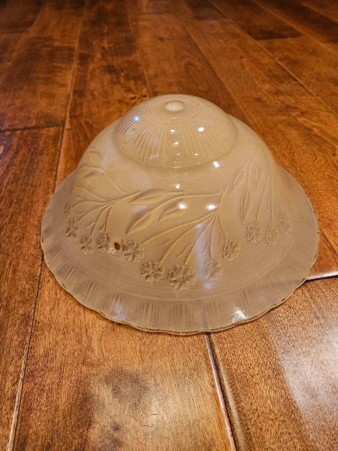 Vintage Art Deco Glass Dome With 3 Holes for Hanging Light, Vintage ...