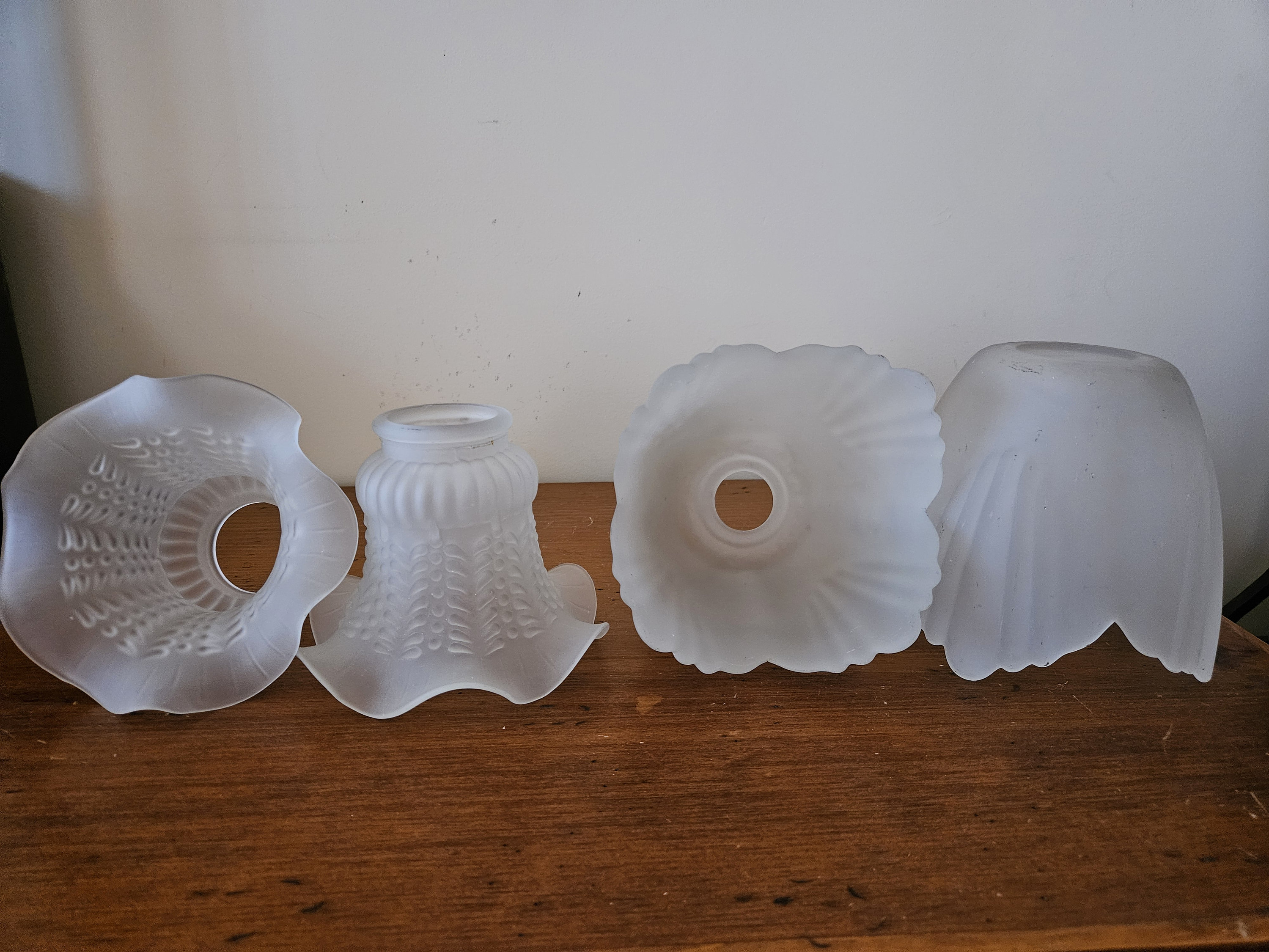 Vintage Frosted Glass Shades, Replacement Glass Shades, Vintage Lamp ...