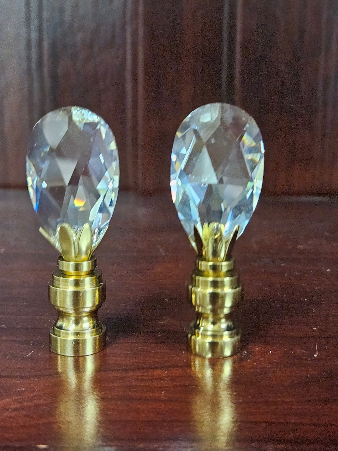 2 Crystal Finials,small Teardrop Finials, Glass Crystal Finials ...