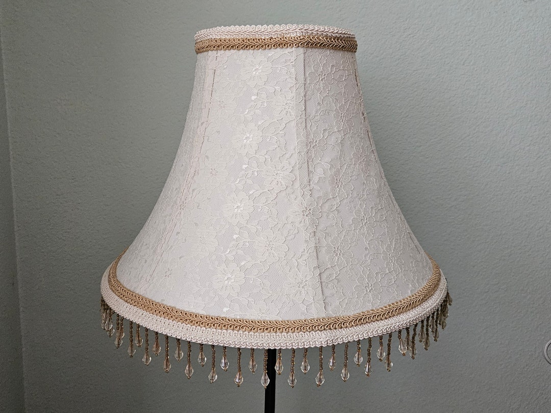 Fancy Lace Lampshade With Beads, Victorian Lampshade, Vintage Lampshade ...