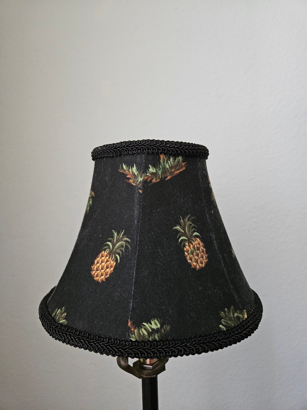 Vintage Mini Clip on Shade, Black Mini Lampshade With Pineapples ...