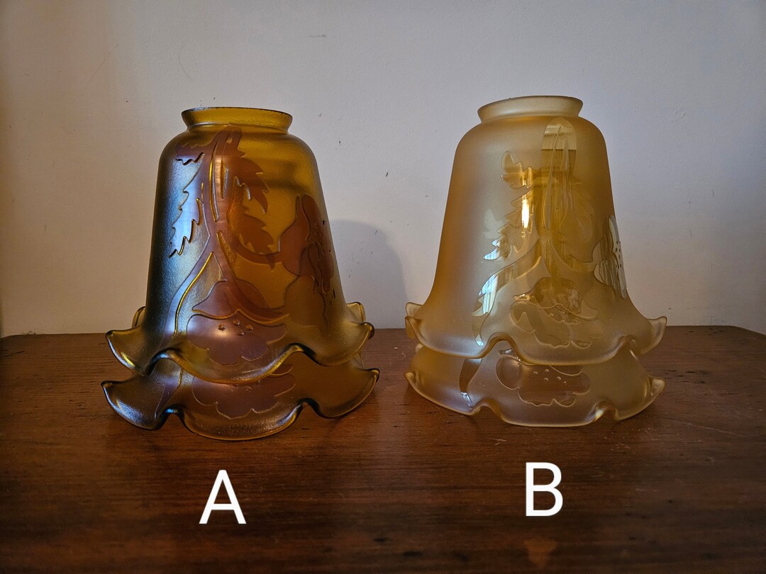 Vintage Amber Glass Shades, Fan Glass, Replacement Glass Shades, Pretty ...