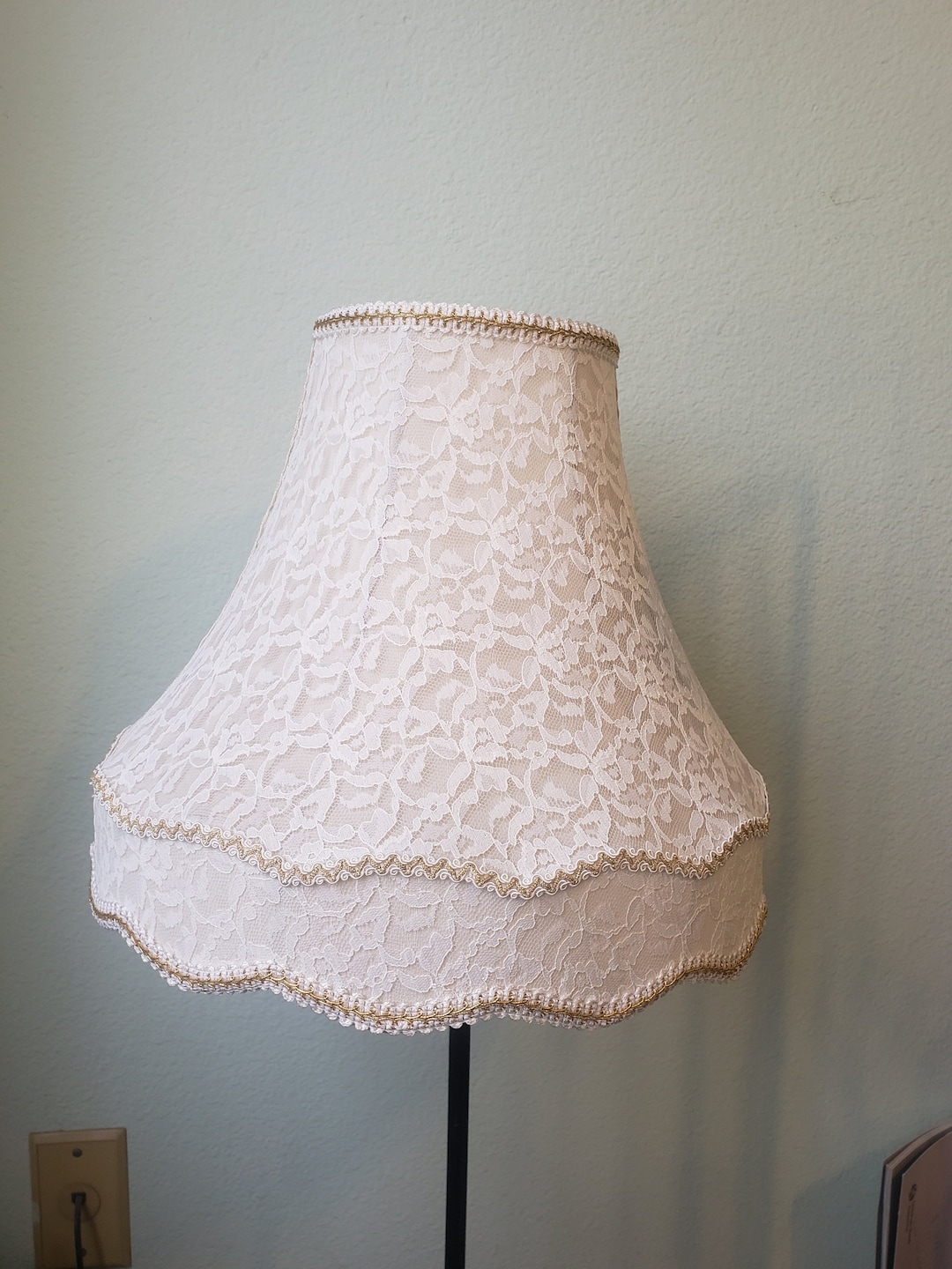 14" Scalloped Lace Lampshade, Silk Lampshade, Lace Lampshade, Victorian ...